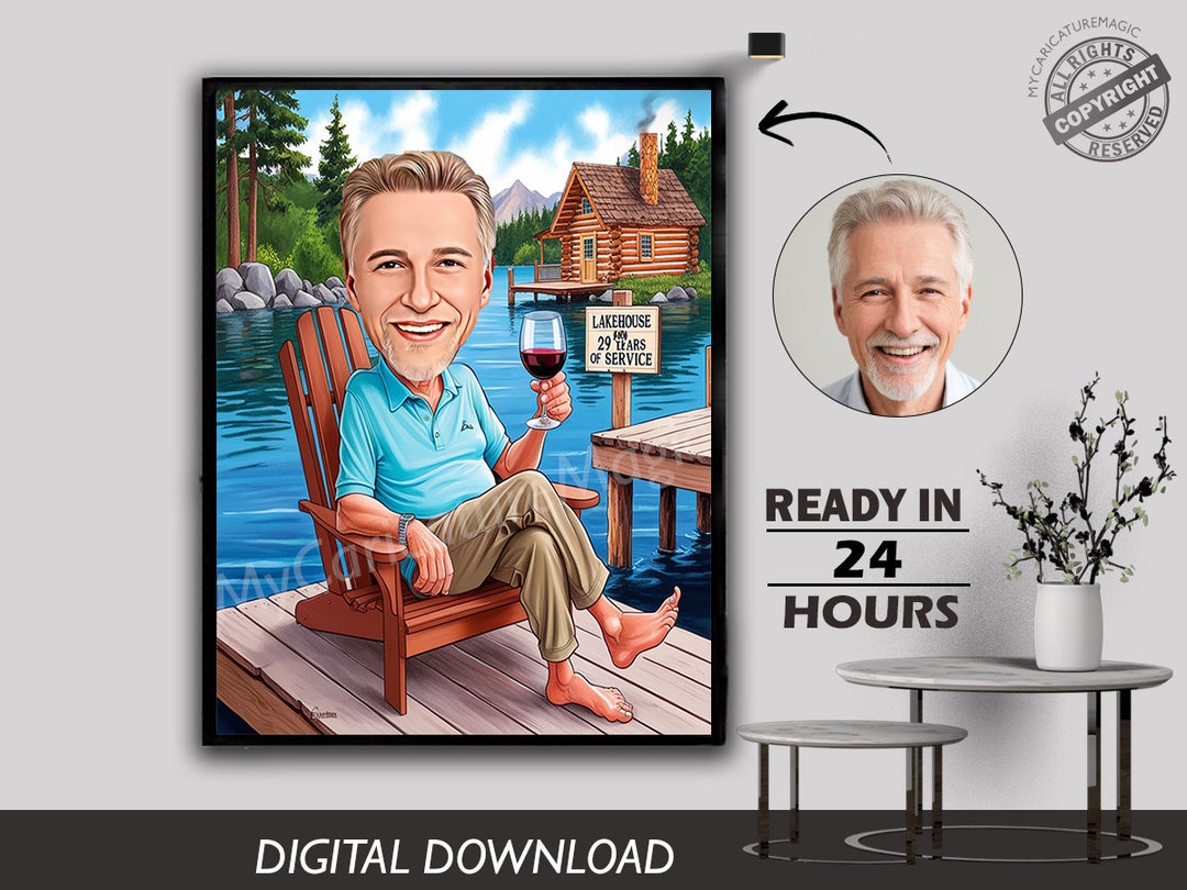 Custom Retirement Caricature Portrait: Personalized Cartoon Gift ...