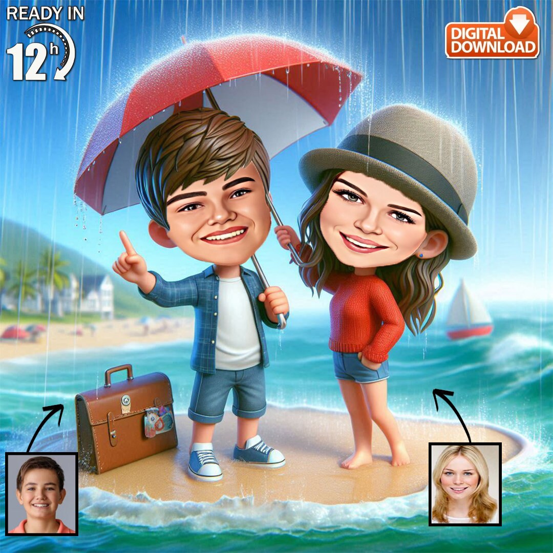 Custom Personalized Couple Cartoon Portrait, Couple Portrait, Couple ...