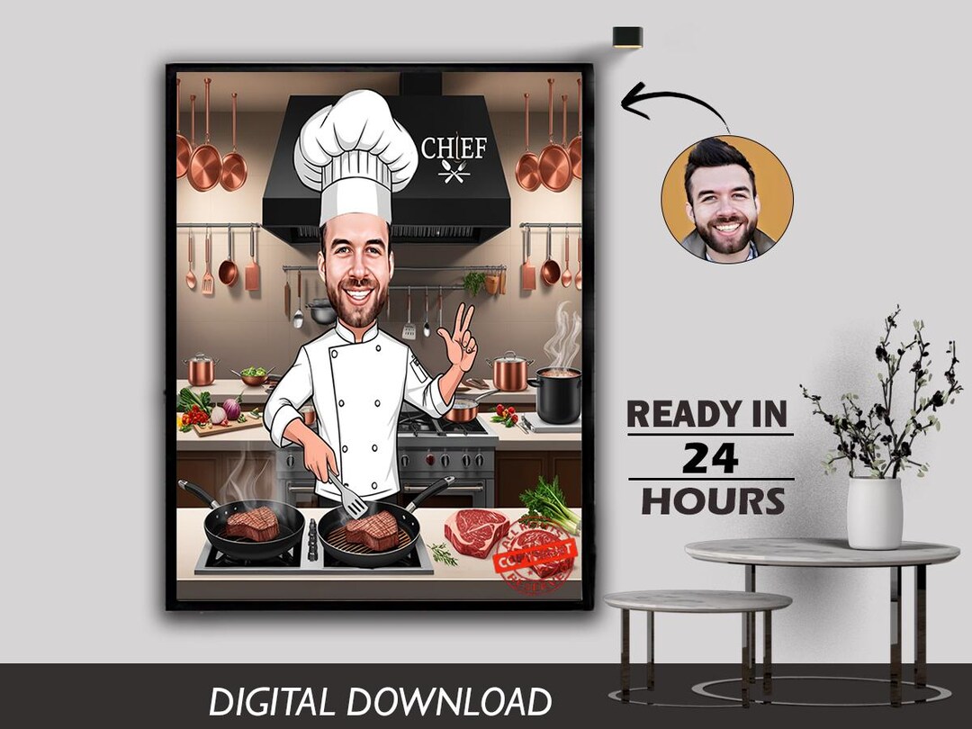 Customized Male Cooking Chef Caricature Cooking Master Male Cook Indoor ...
