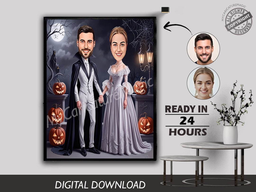 Halloween Custom Couple Caricature Horror Character Personalized Unique ...