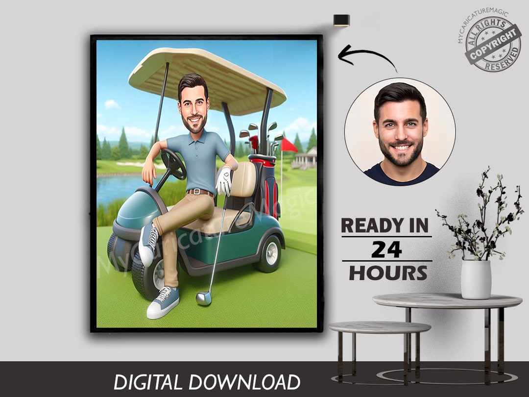 Custom Golfer Caricature: Funny Golf Art Gift (digital Portrait) - Etsy
