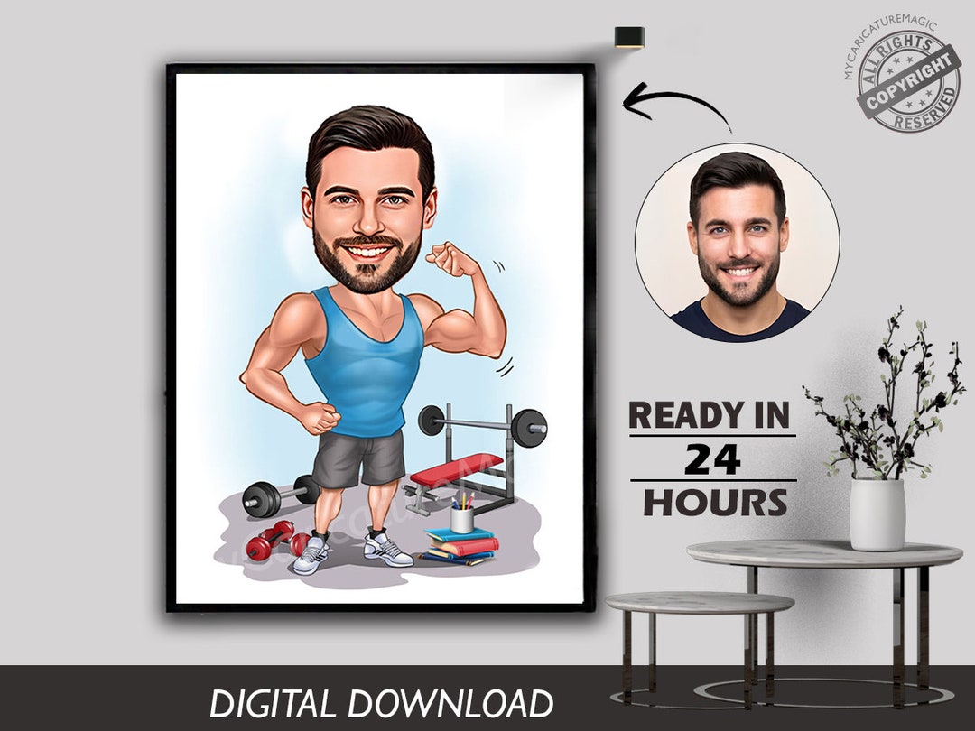 Personalized Bodybuilder Caricature: Unique Fitness Gift (digital ...