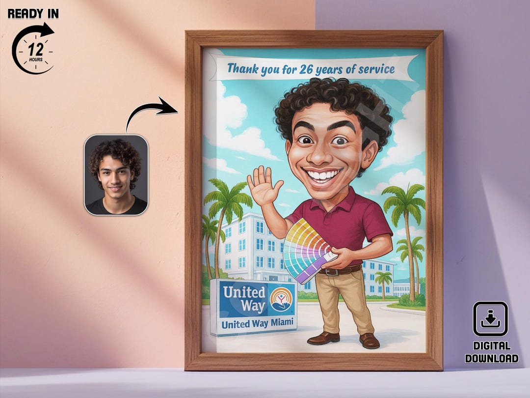 Custom Retirement Caricature • Personalized Years of Service Portrait ...