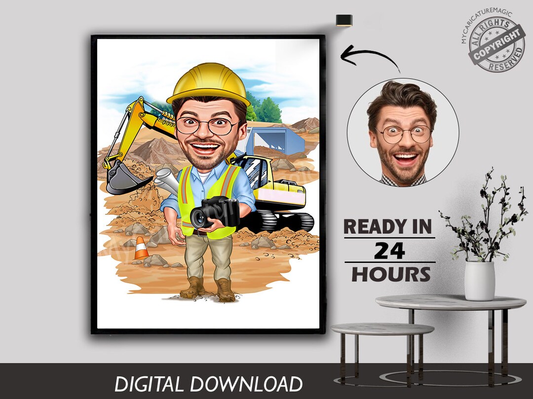 Personalized Caricature of Construction Worker Construction Technician ...