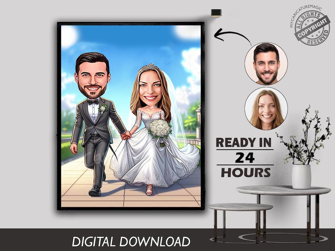 Partner Caricature of Valentine's Day Cartoon Gift for Couple Male ...