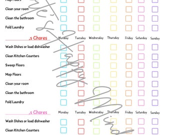 Digital Chore Chart | Fun and Easy Printable Chore Tracker for Kids and ...