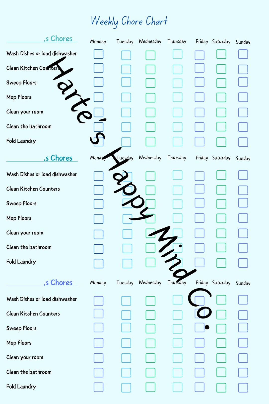 Digital Chore Chart Fun and Easy Printable Chore Tracker for Kids and ...