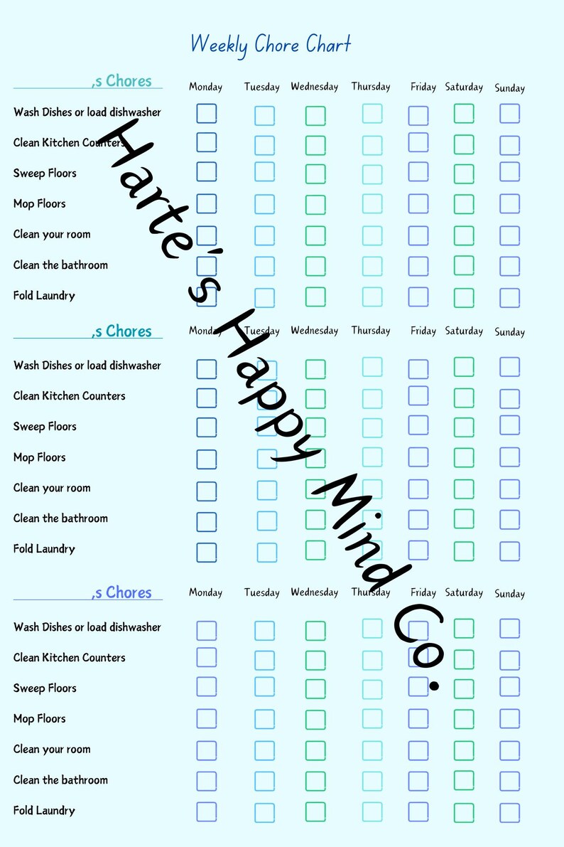 Digital Chore Chart | Fun and Easy Printable Chore Tracker for Kids and ...