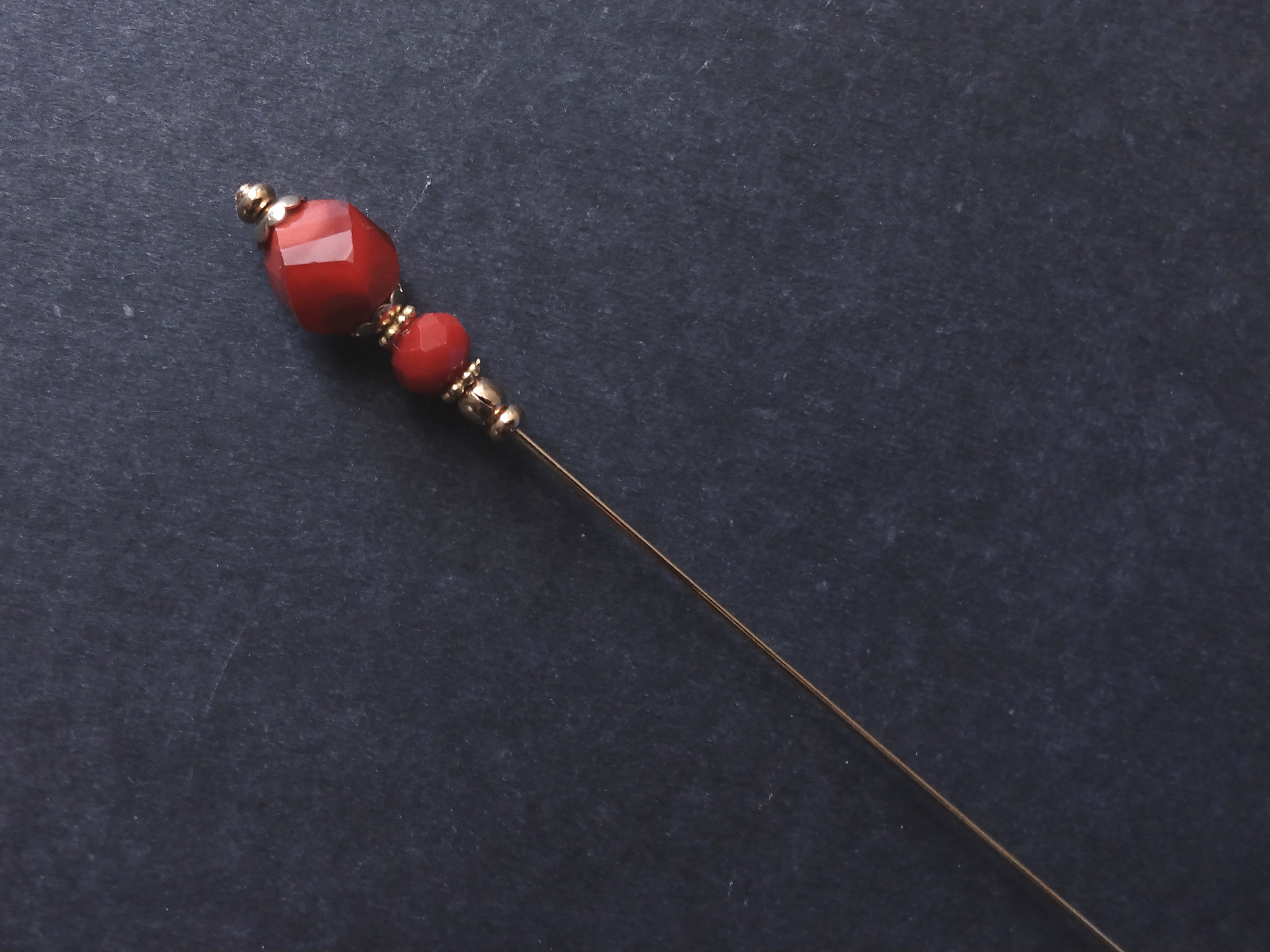 Hat Pin, Stick Pin, Czech Glass Beads, Fire Polish Crystal, Gold or ...