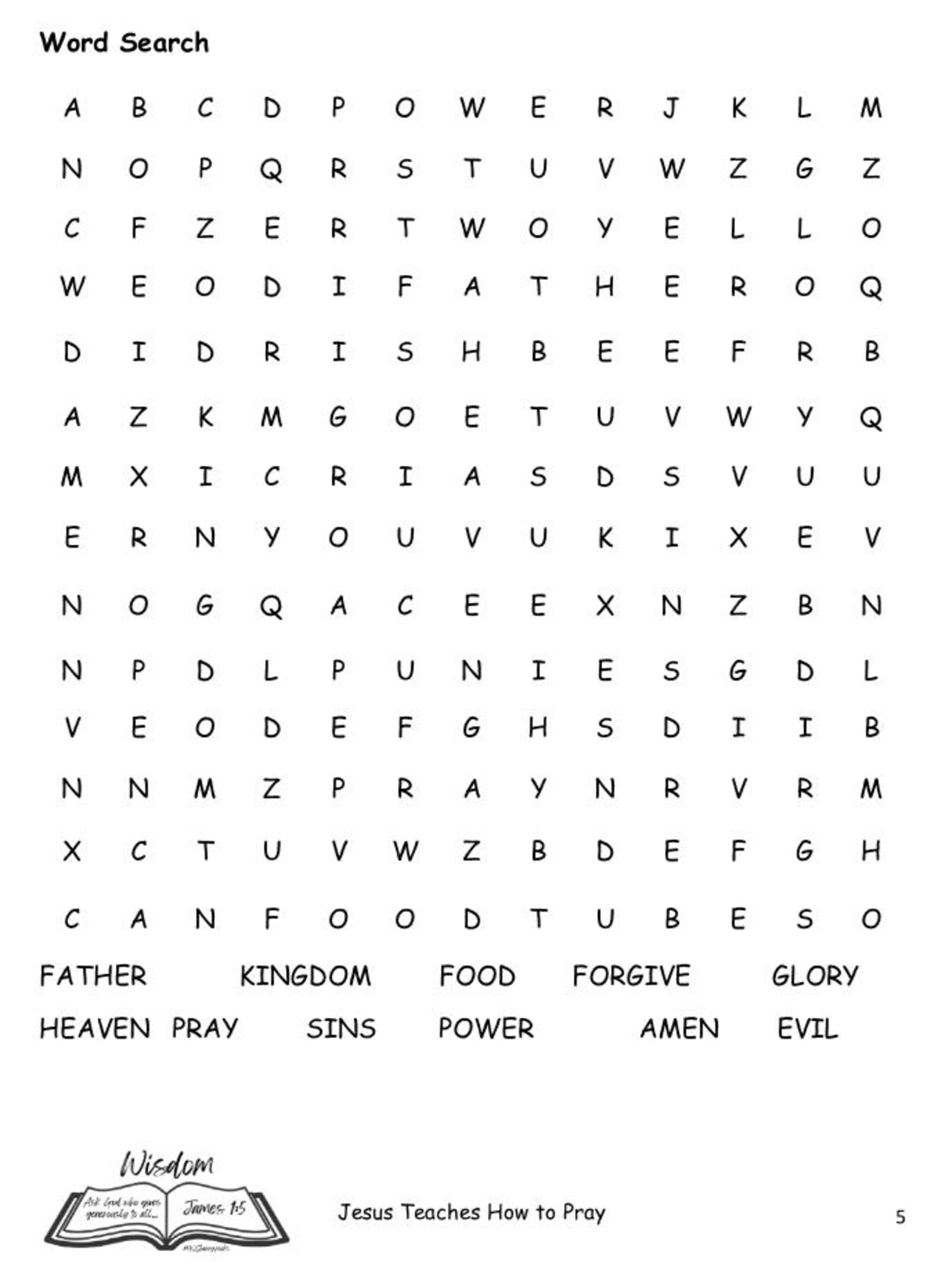 Jesus Teaches Prayer - Matthew 6 - Bible Story Worksheets (PDF Download ...