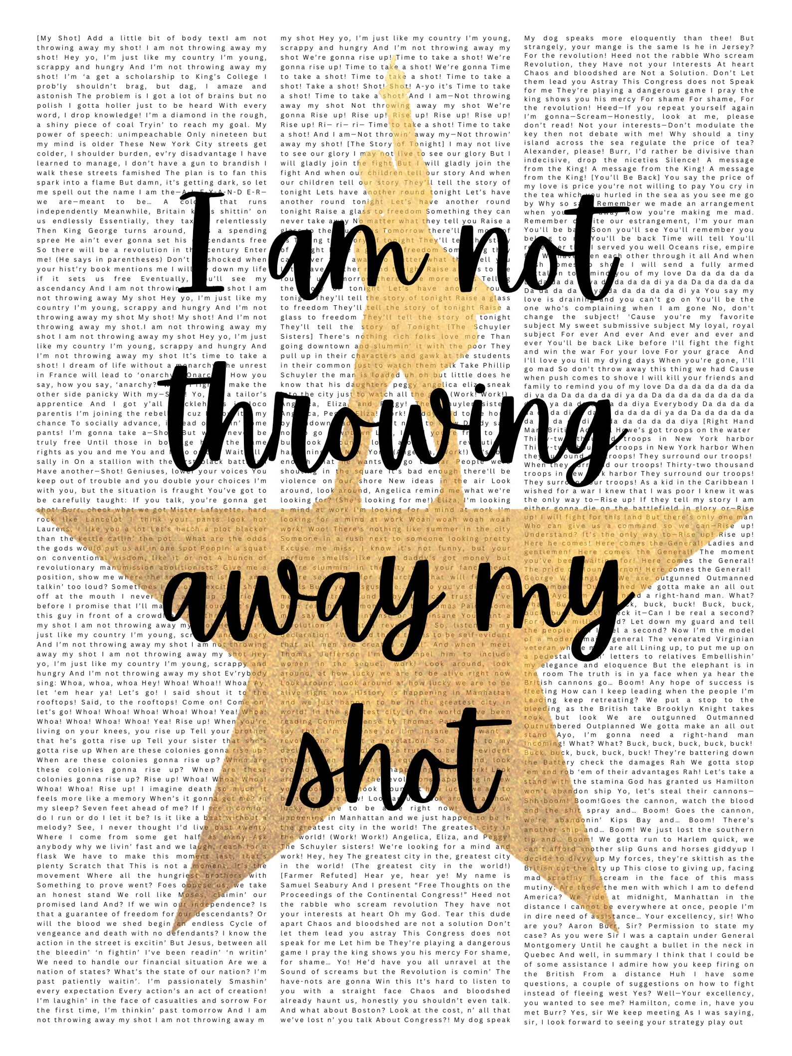 Digital Printable Hamilton Poster Sheet Music Wall Art Broadway Prints ...