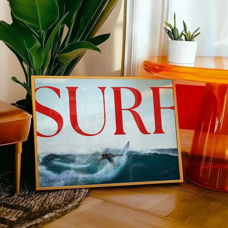 Surf Poster, Surf Wall Art, Blue Coastal Surf up Poster, Photography ...