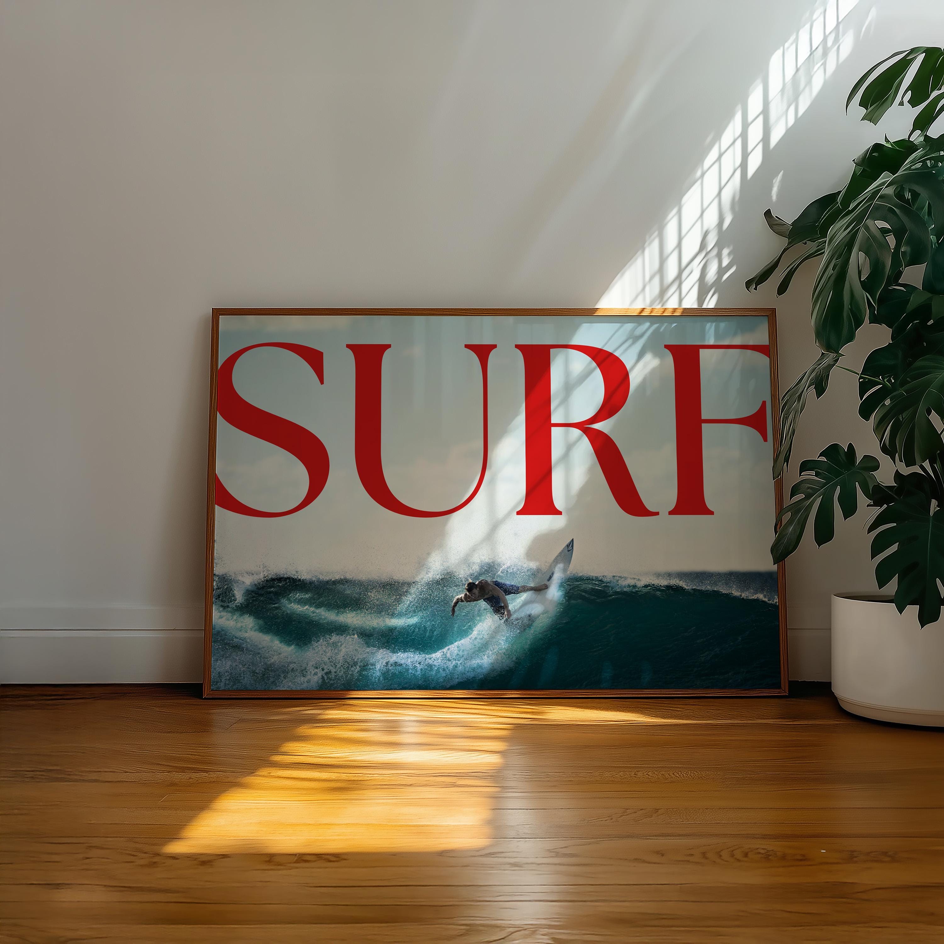 Surf Poster, Surf Wall Art, Blue Coastal Surf up Poster, Photography ...