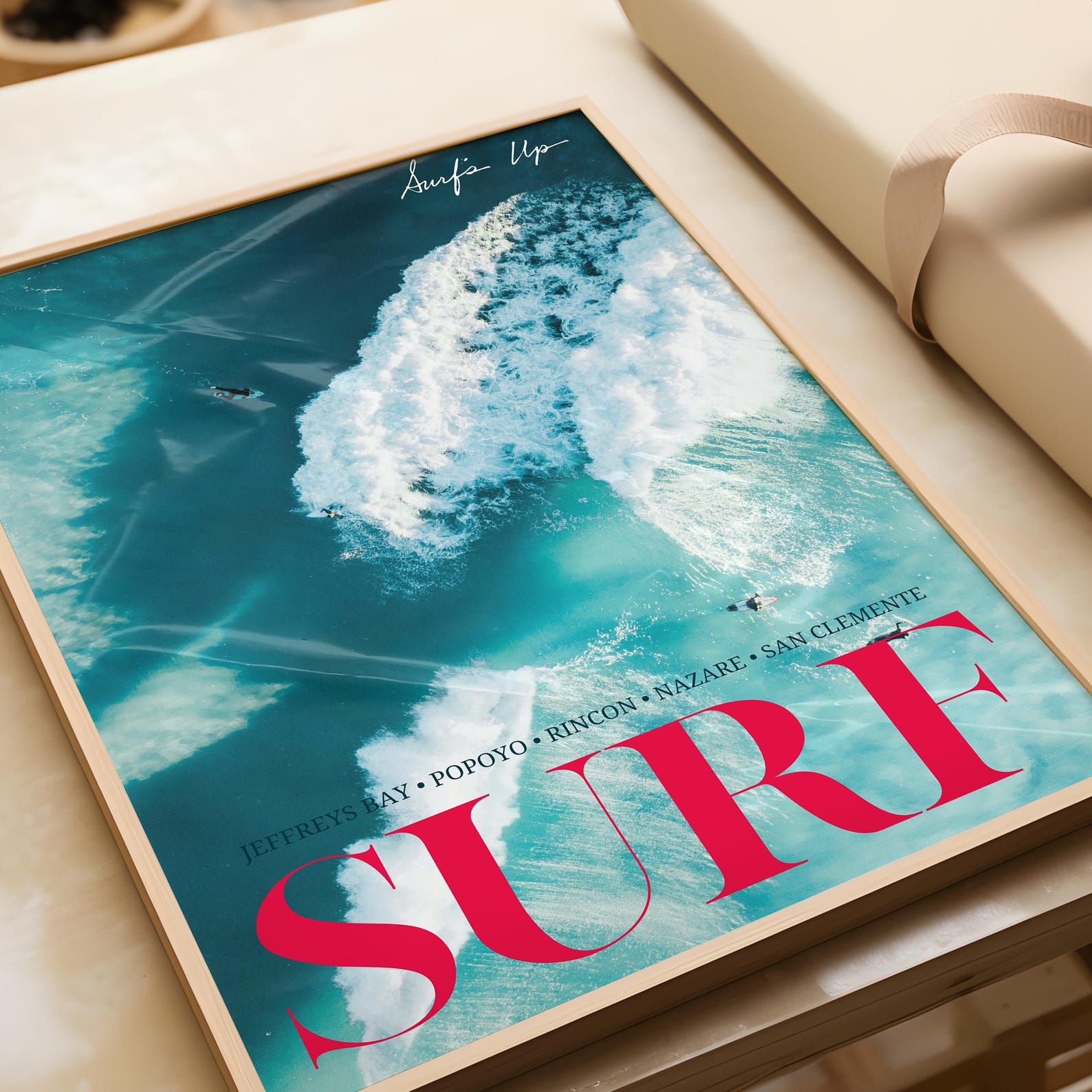 Surf Poster, Surf Wall Art, Blue Coastal Surf up Poster, Photography ...