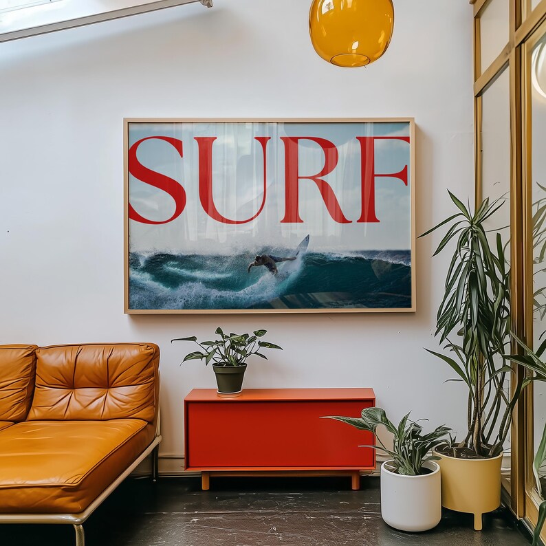 Surf Poster, Surf Wall Art, Blue Coastal Surf up Poster, Photography ...