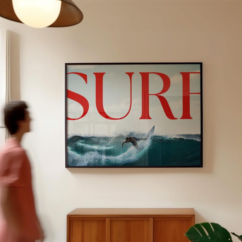 Surf Poster, Surf Wall Art, Blue Coastal Surf up Poster, Photography ...