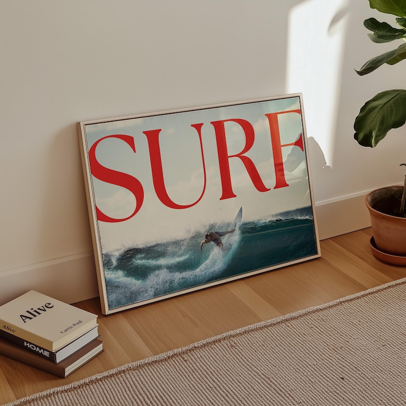 Surf Poster, Surf Wall Art, Blue Coastal Surf up Poster, Photography ...