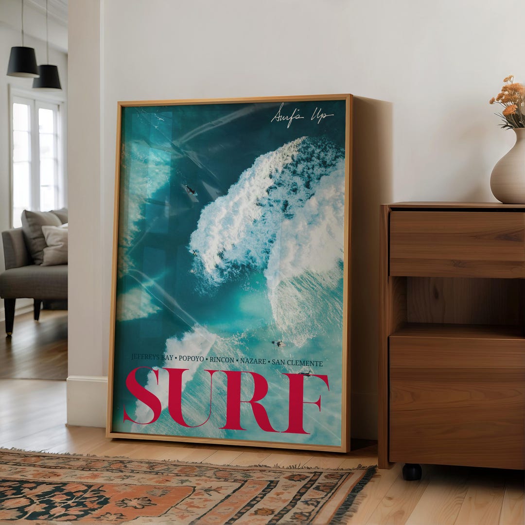 Surf Poster, Surf Wall Art, Blue Coastal Surf up Poster, Photography ...