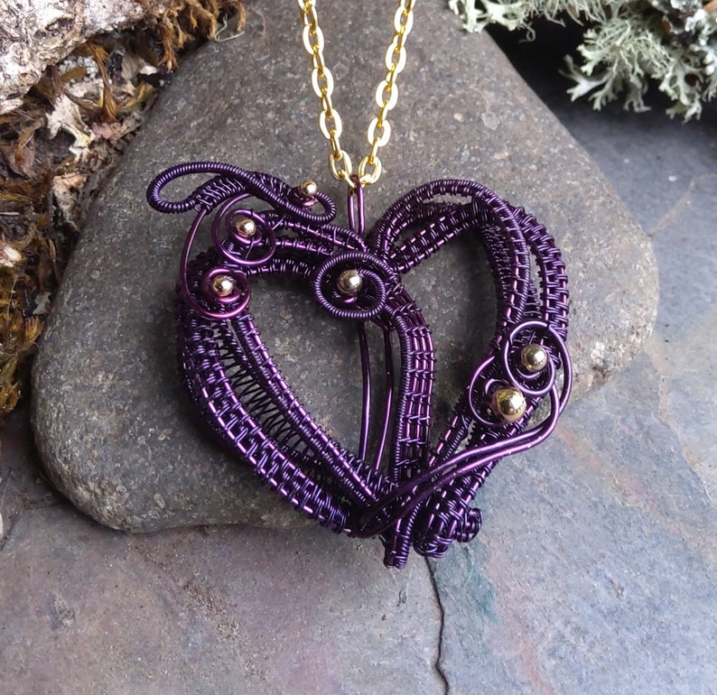 Twisted Sister Arts Purple Heart Pendant - Etsy