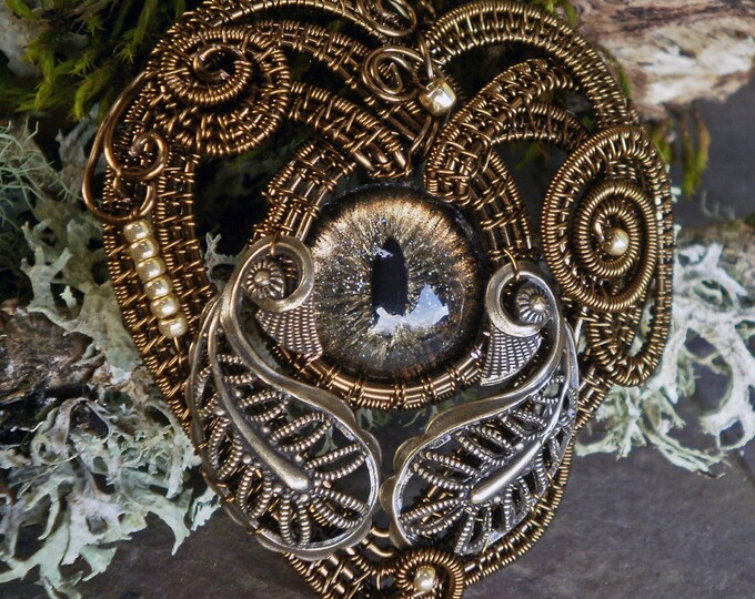 Gothic Steampunk Bronze Paisley Cat Evil Eye Heart Pendant - Etsy