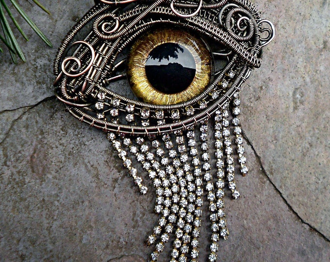Sold Gothic Steampunk Evil Eye Pin Pendant in Golden Splendor - Etsy