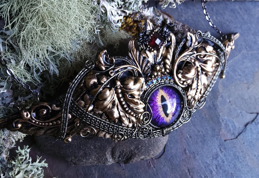 Gothic Steampunk Purple Eye Statement Necklace - Etsy