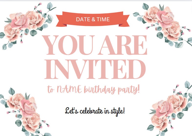 Customizable Birthday Invitation - Etsy