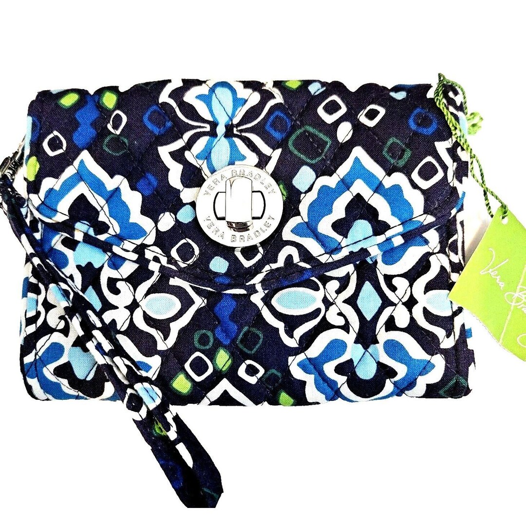 Vera Bradley Ink Blue Your Turn Lock Smartphone Wristlet Wallet 13945 ...