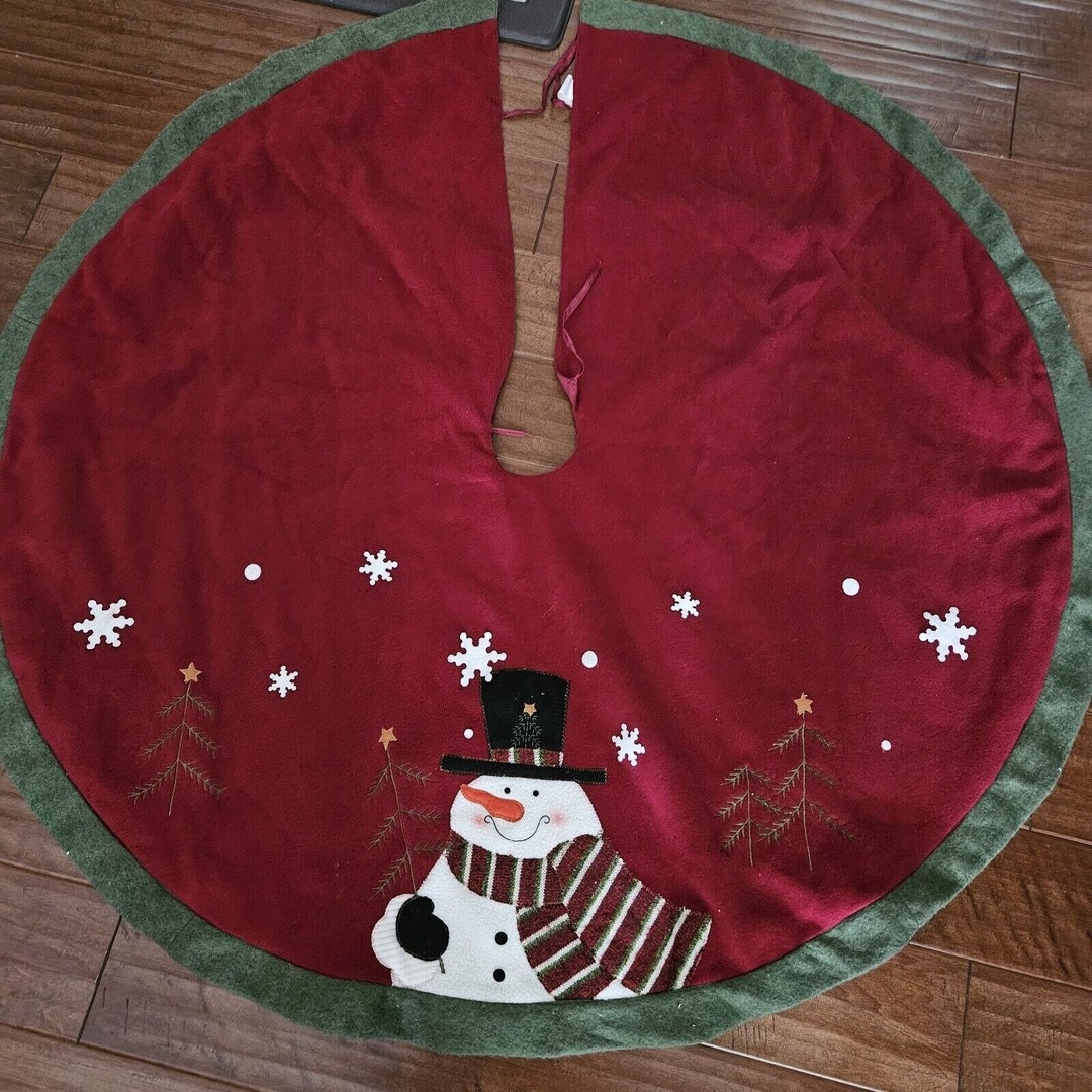 Prima Creations Christmas Tree Skirt Red & Green Snowman - Etsy Hong Kong