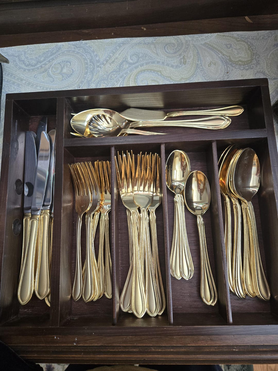 FABERWARE 18/10 China Flatware Set 43 Pieces (gold Color) - Etsy