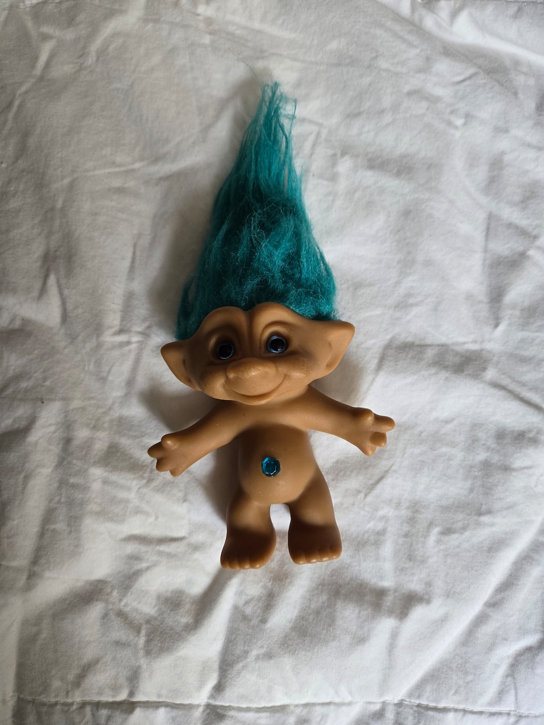 Troll Doll, Aqua Blue Hair, Teal Blue Heart Jewel - Etsy