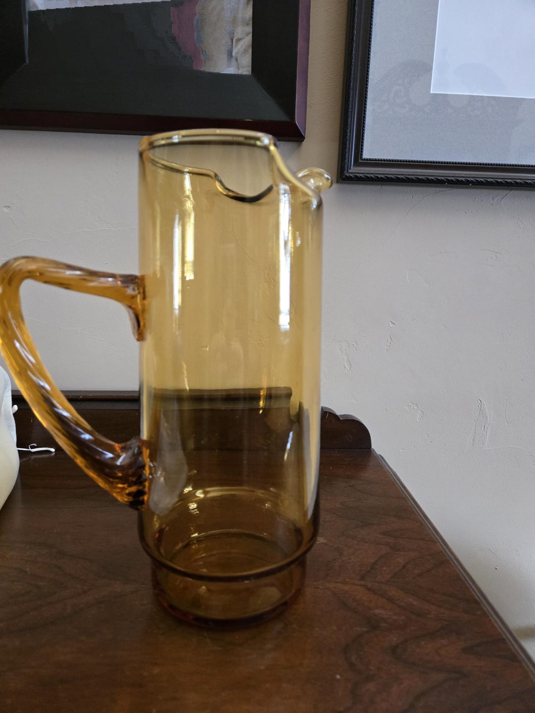 Vintage Amber Glass Pitcher - Etsy