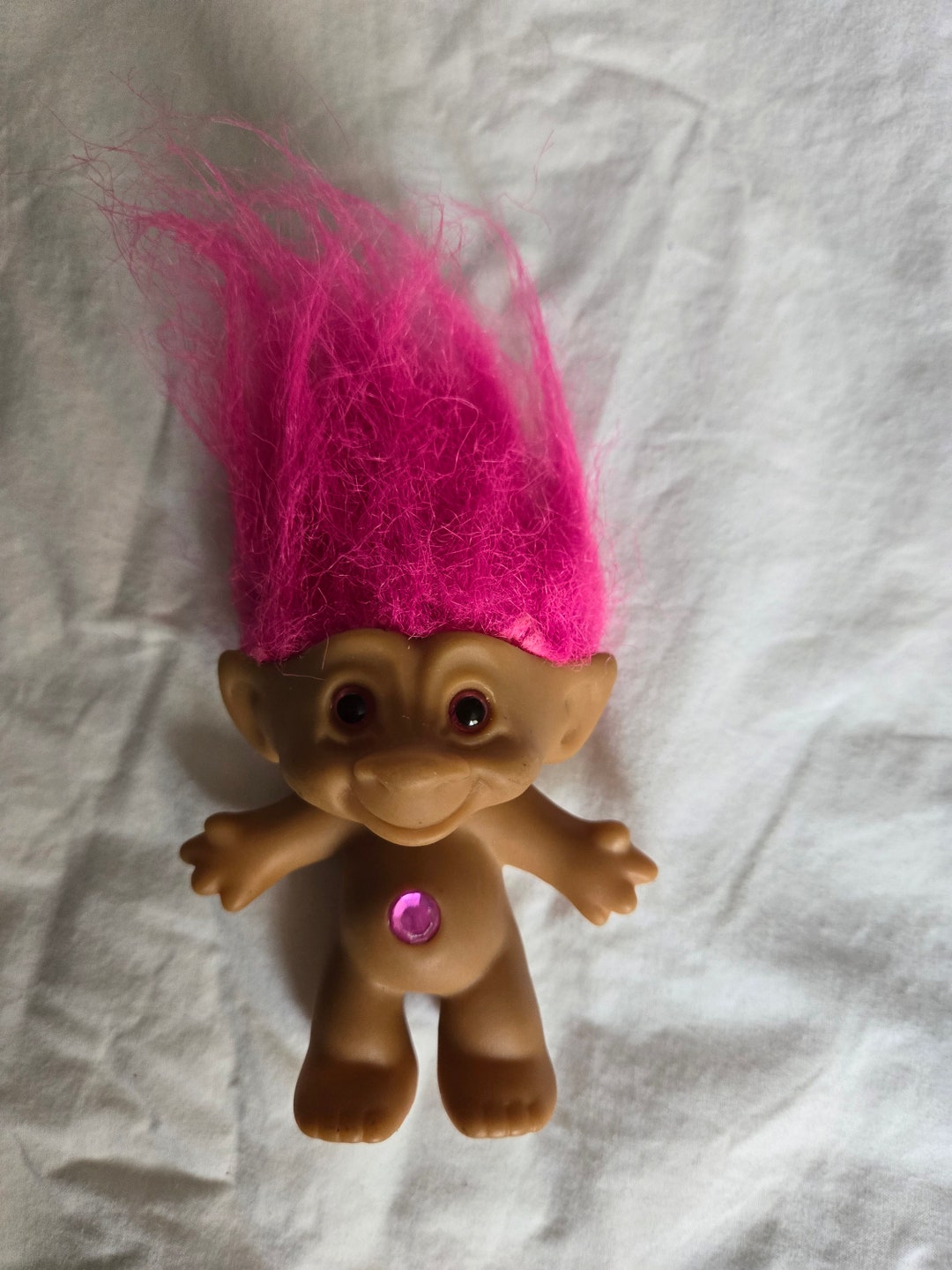 Troll Doll With Pink Hair Jewel in Belly Button - Etsy