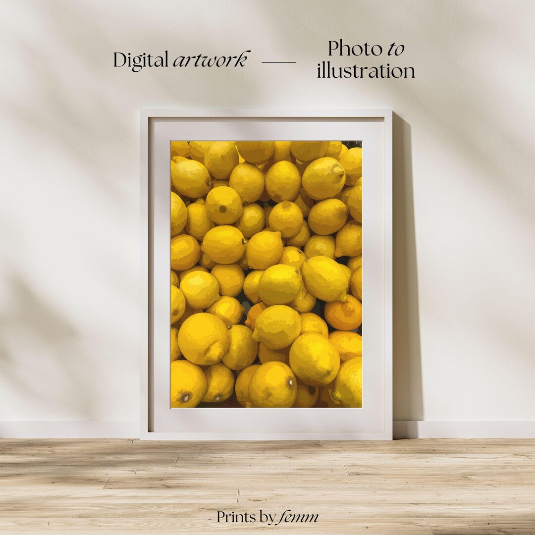 Digital Wall Art | Lemon Digital Print, Close-up Citrus Fruit ...