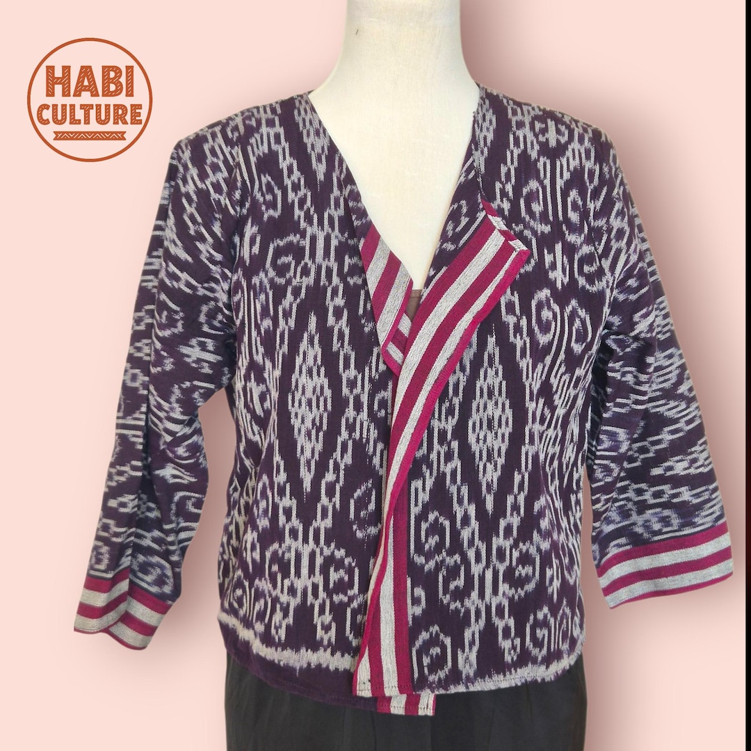 Ikat Print Jacket Women | Purple Tribal Print Top | Boho Festival ...