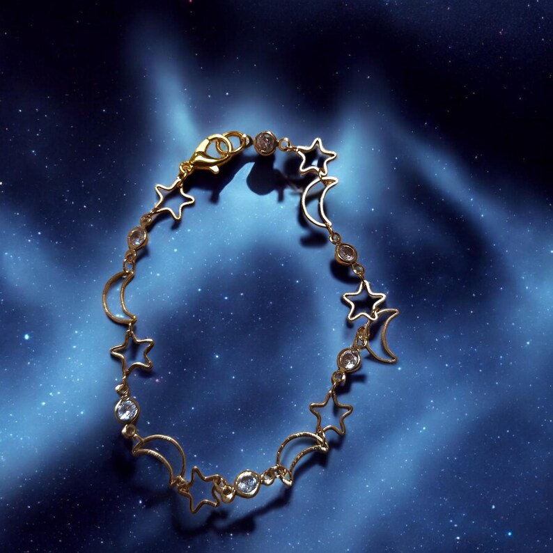 Golden Moon and Stars Bracelet - Etsy