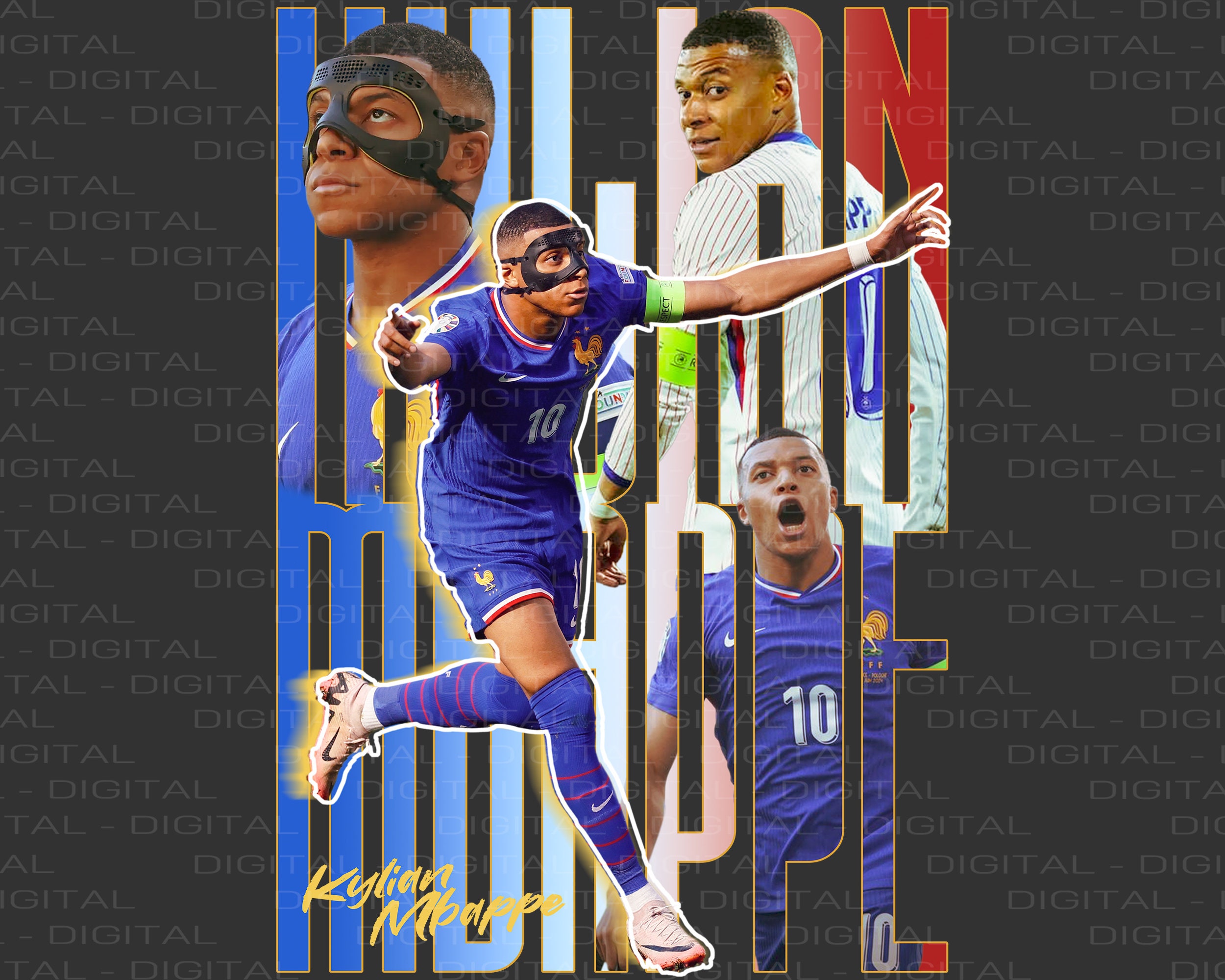 Kylian Mbappe | France 2024 Design | Digital Design | Football T-shirt ...
