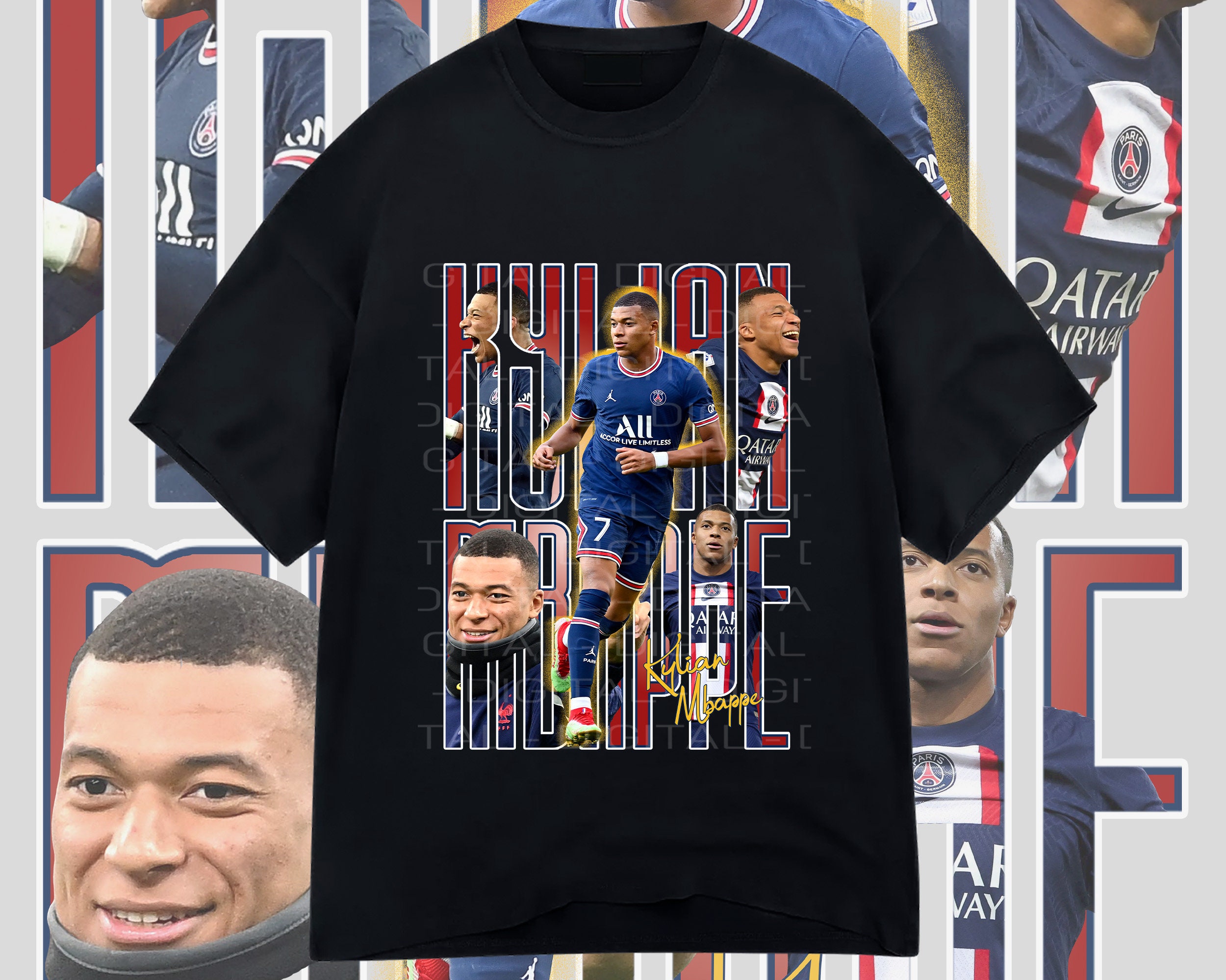 Kylian Mbappe | Paris Design | Digital Design | Football T-shirt Design ...