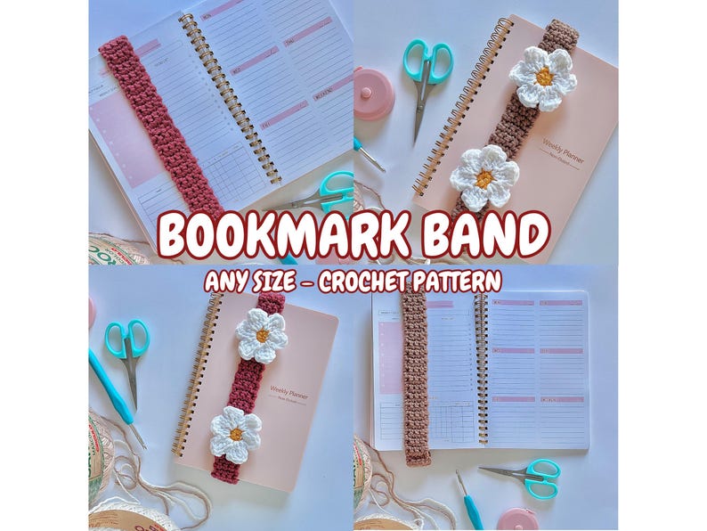 CROCHET PDF PATTERN (english), Bookmark Band, Planner Marker Band ...