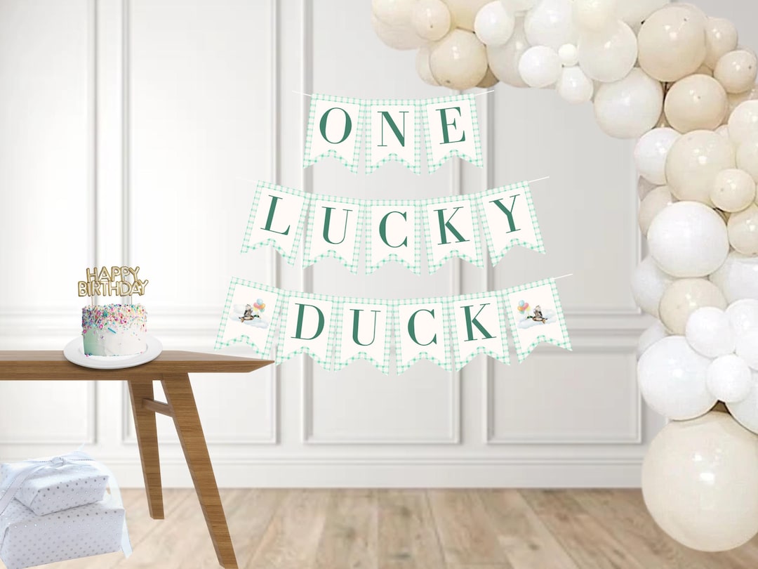 One Lucky Duck Birthday Banner | First Birthday Party Birthday Banner ...