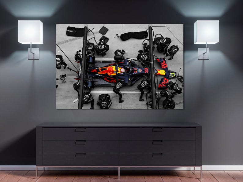 Formula 1 Canvas Wall Art | F1 Racing Pit Stop Print | Man Cave ...