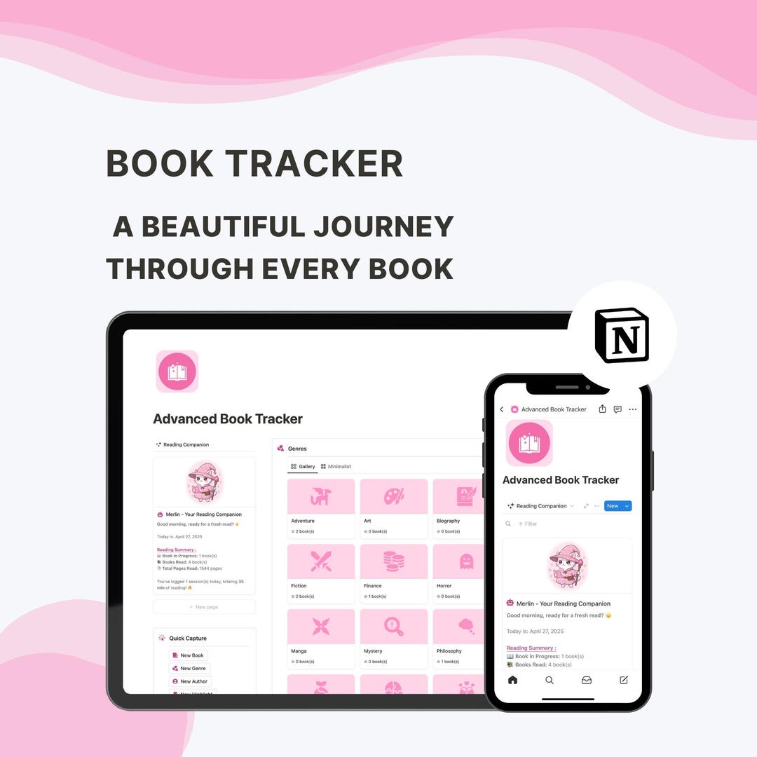 Digital Reading Planner Notion | Book Tracker & Reading Log | Aesthetic ...