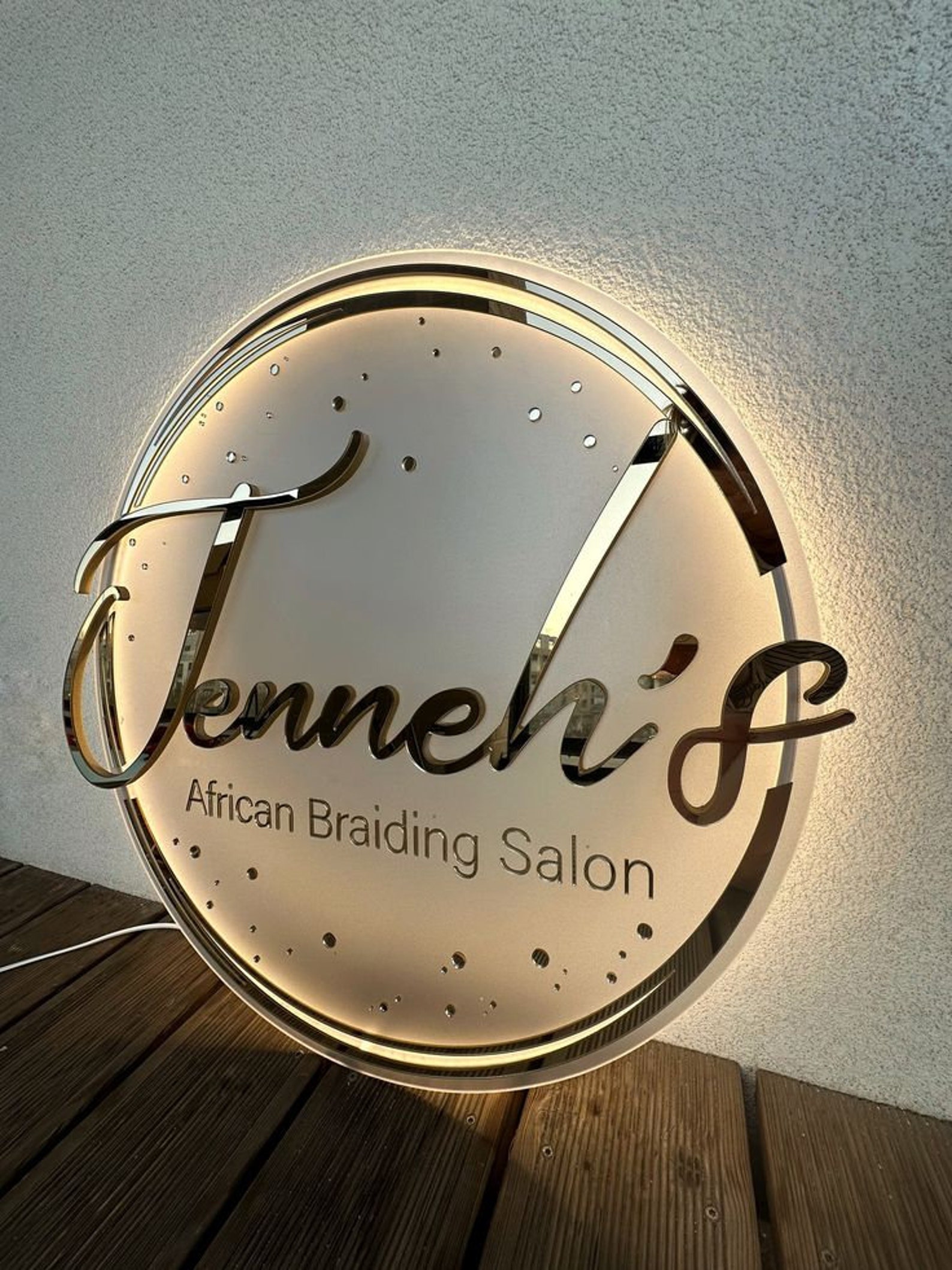 Salon Sign Backlit | Round Circular Signs - Etsy