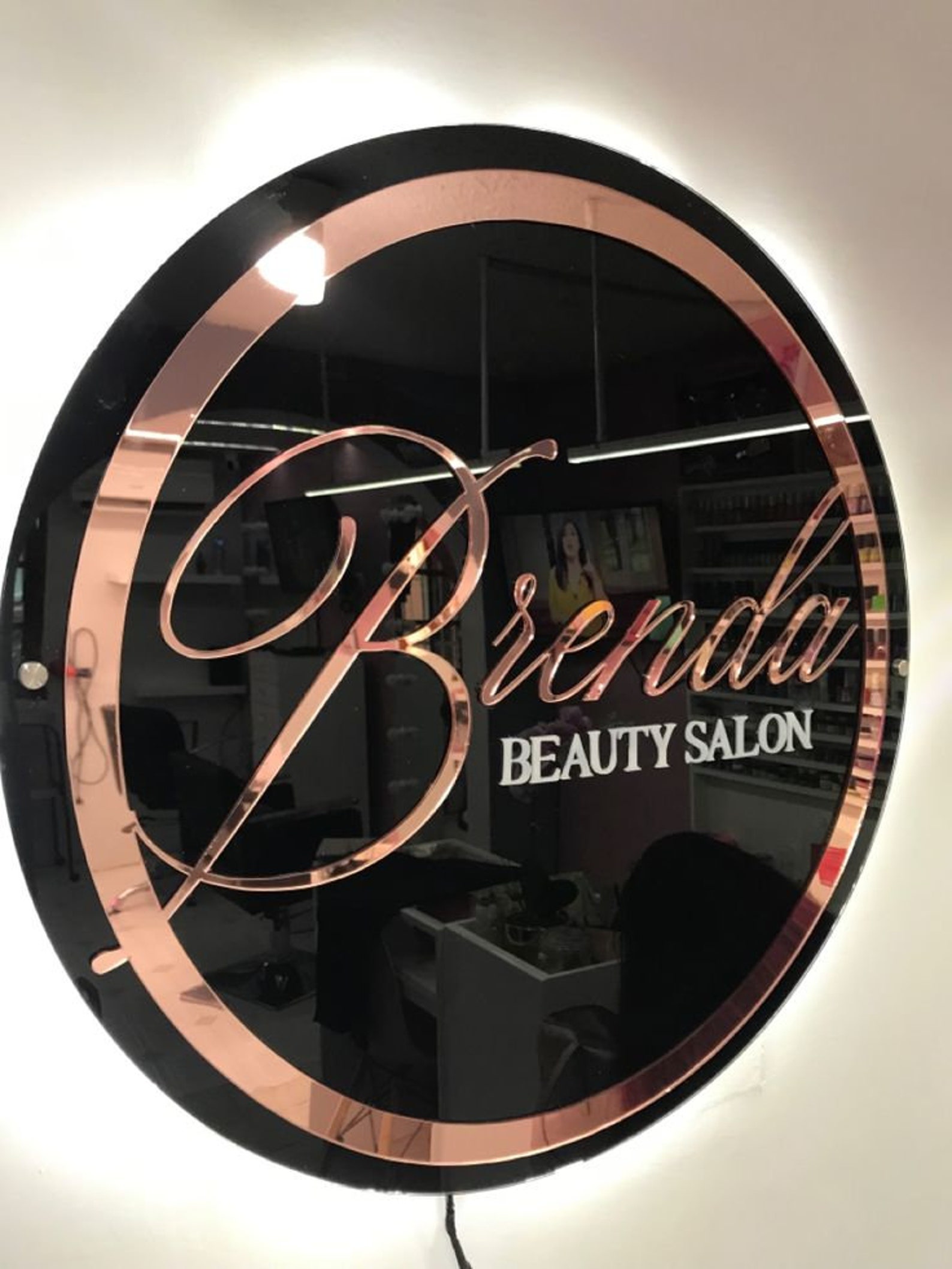 Salon Sign Backlit | Round Circular Signs - Etsy