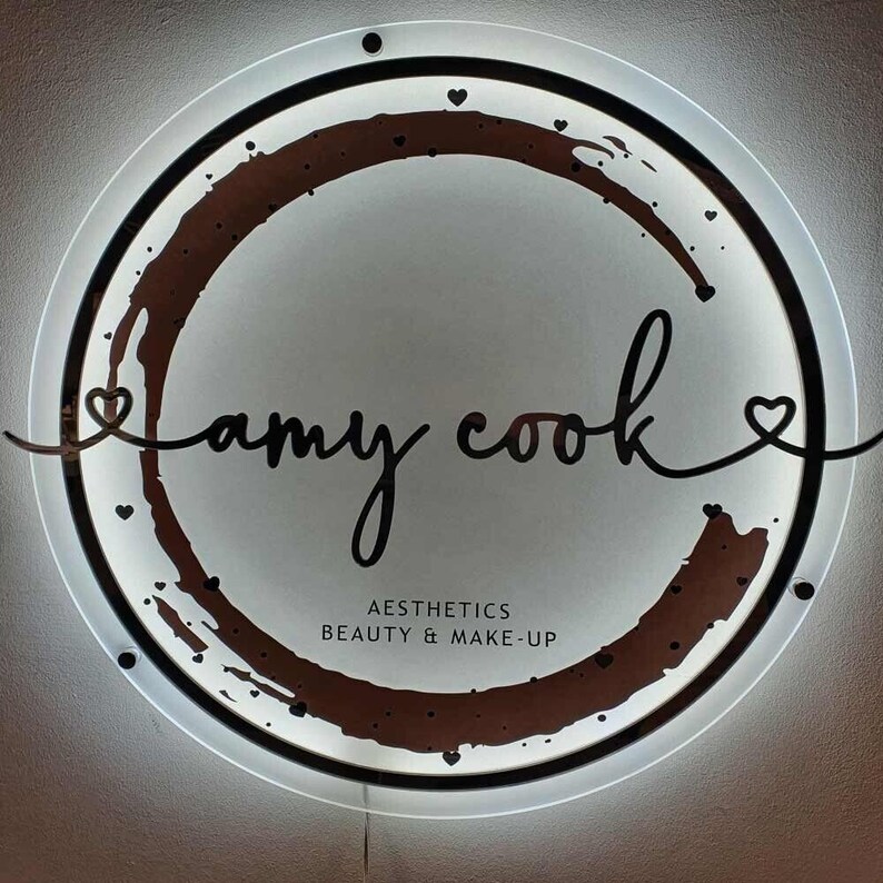 Salon Sign Backlit | Round Circular Signs - Etsy