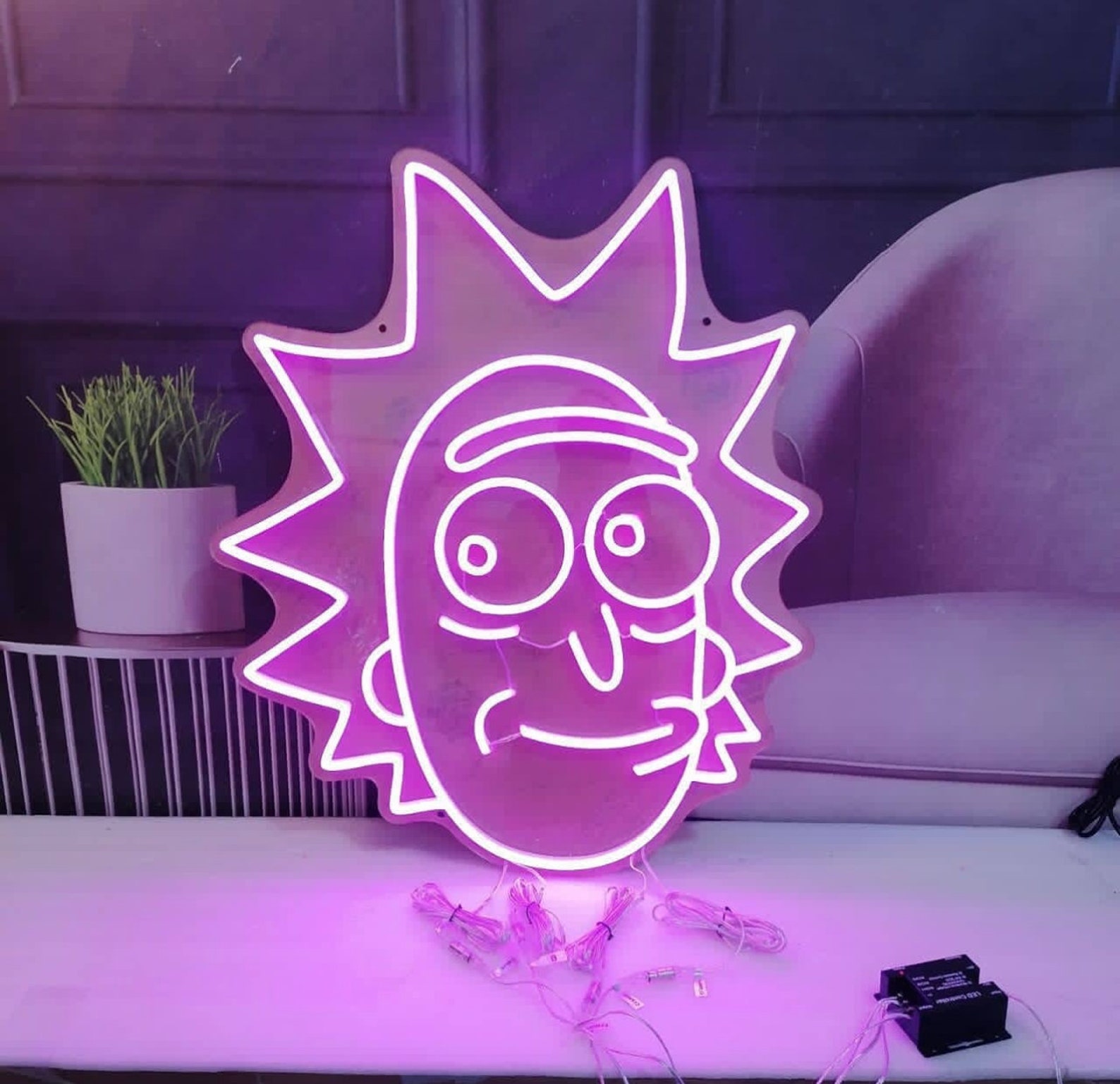 Rick and Morty Neon Sign Wall Art - Rick's Head - Etsy