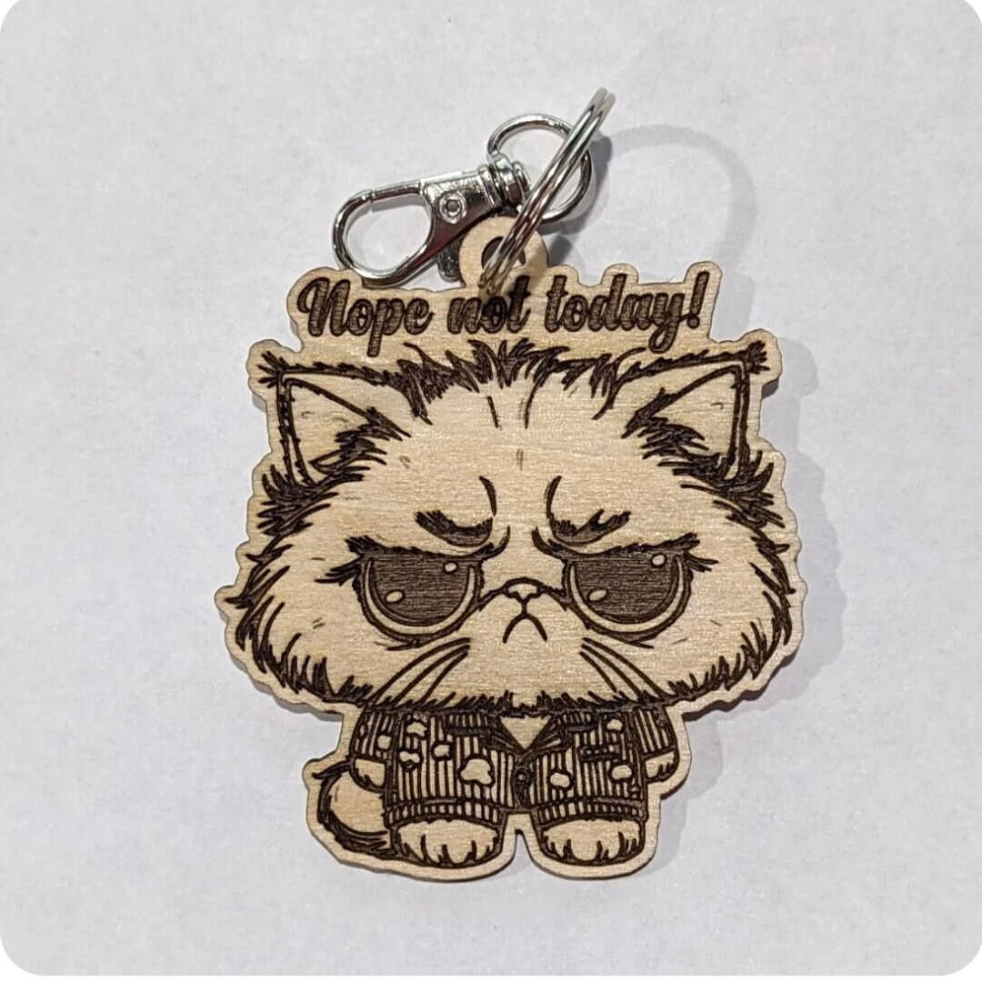 Wooden Cat Keychain - Etsy