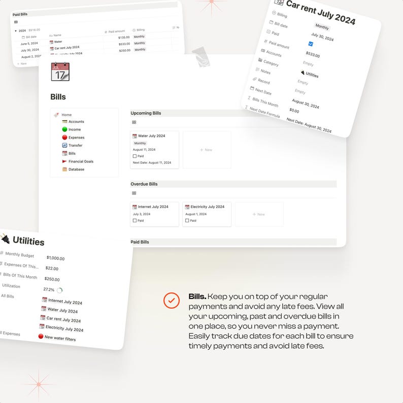 Income and Expense Tracker Notion Bill Tracker Financial Planner Personal Finance Invoice ...