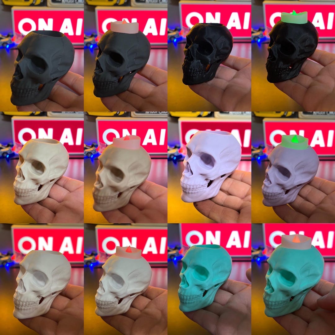 3D Printed Skull 2pk W/mutlicolored Leds - Etsy