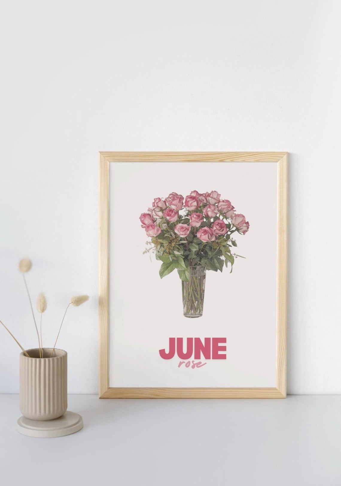 June Birth Flower Poster Rose, June Birthday Rose Bouquet Print, Roses ...